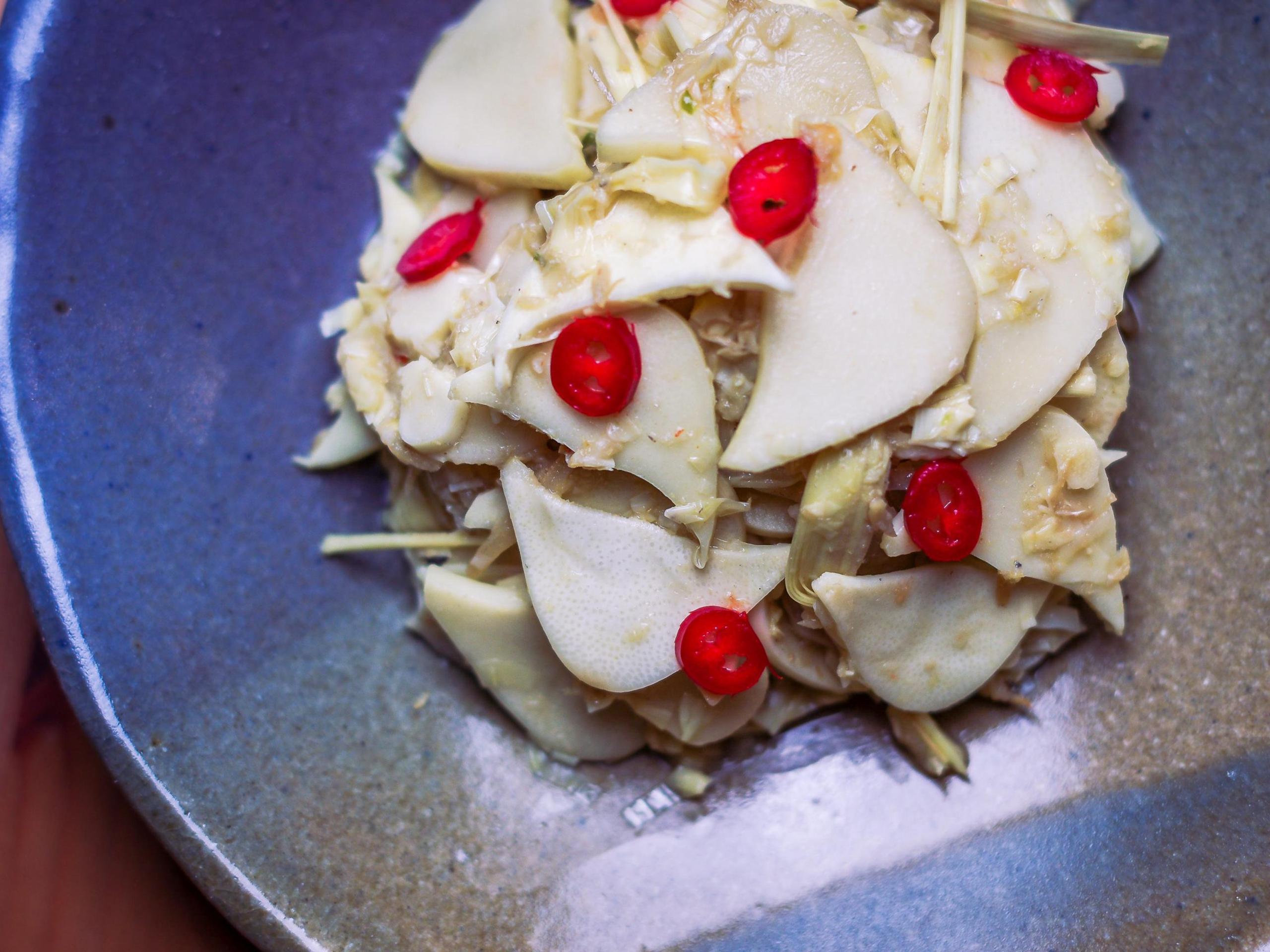 Umbut sawit in belacan: Savoury, spicy, tender umbut sawit | Periuk.my